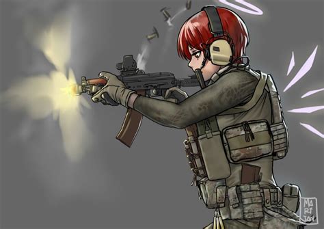 Mardjan Arknights Highres 1girl Aks 74u Ammunition Belt