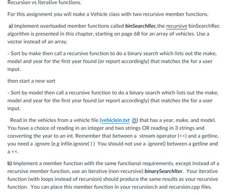 Solved Recursion Vs Iterative Functions For This Assignment