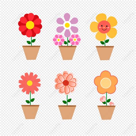 화분에 심은 꽃 Png 일러스트 무료 다운로드 Lovepik