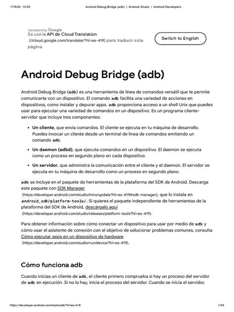Adb Android Debug Bridge Android Studio Pdf Android Sistema Operativo Software Del Sistema