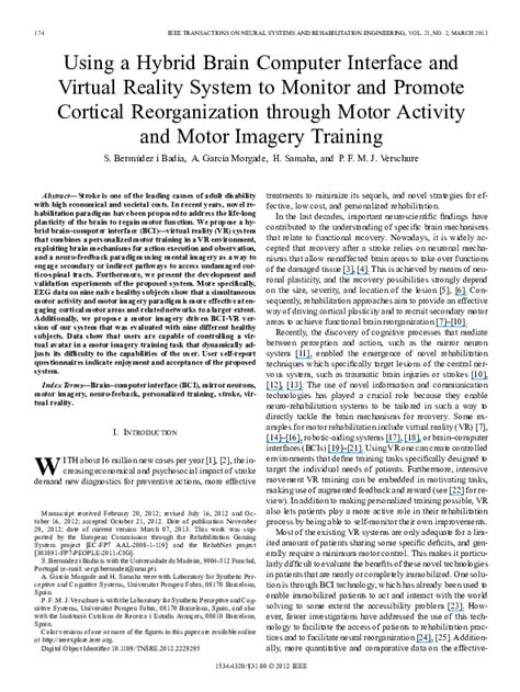 Pdf Using A Hybrid Brain Computer Interface And Virtual Reality System To Monitor And Promote