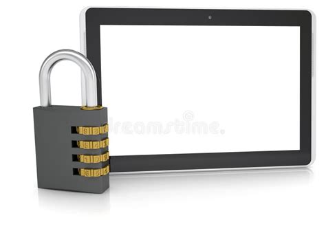 Tablet Pc Security Chain With Lock On Computer Stock Illustration