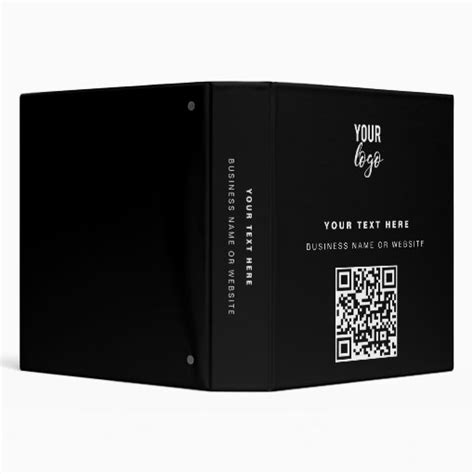 Qr Code Business Logo Modern Minimalist Black 3 Ring Binder Zazzle