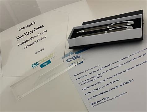 Hoje Recebi Uma Homenagem De Ano Efetivada Na Raizen Julia Cunha