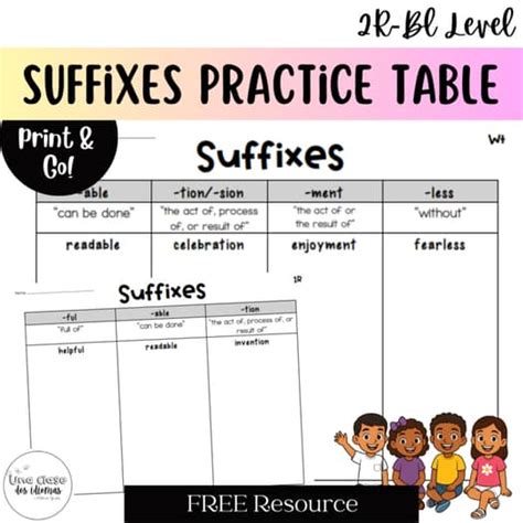 English Suffixes Suffix Table For Writing And Practice Free Resource