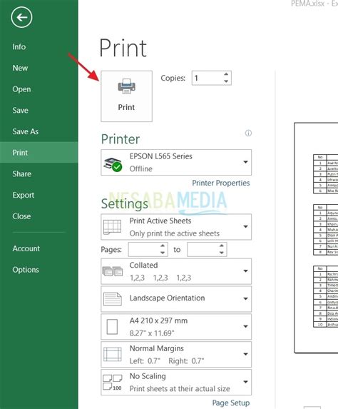 begini cara print lembar excel dengan landscape untuk pemula