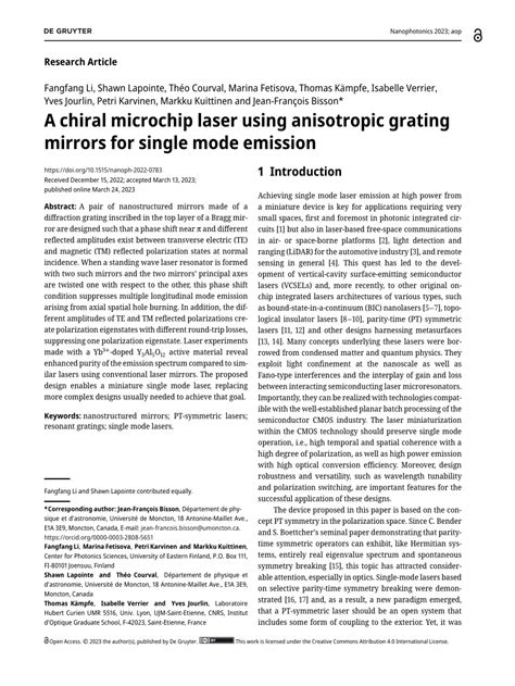 Pdf A Chiral Microchip Laser Using Anisotropic Grating Mirrors For