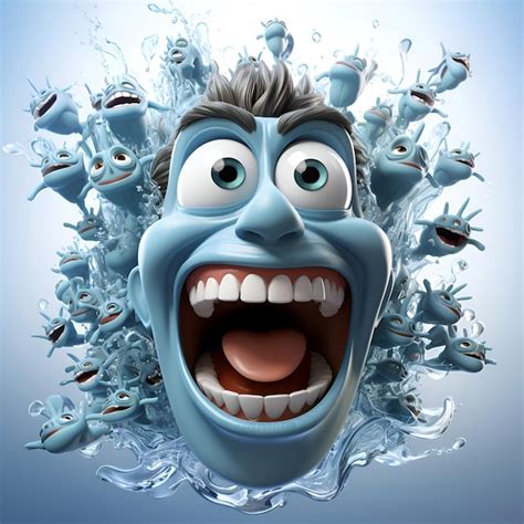 Удивленное лицо с широко открытыми глазами и ртом 3d иллюстрация Бесплатно Фото