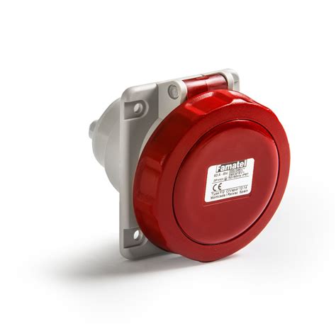 Ip67 Angled Panel Socket 10º 3h 32a Famatel Usa