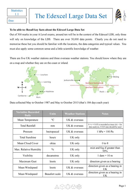 s1 1 the large data set lecture notes statistics 1 the edexcel