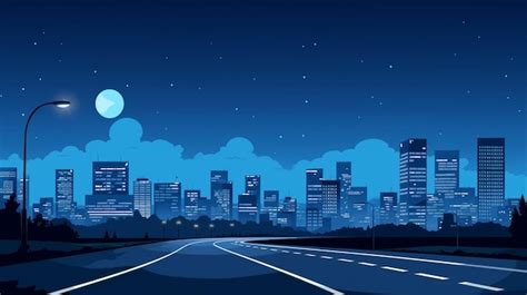 мультфильм города с полной луной на заднем плане Премиум Ai сгенерированный вектор