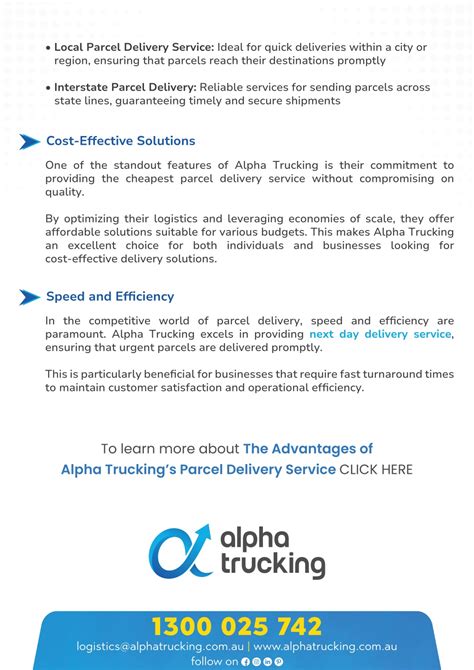 ppt the advantages of alpha trucking s parcel delivery service