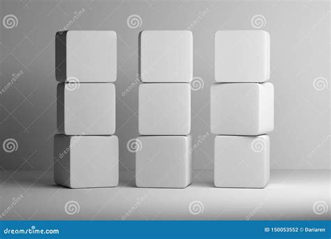 Stack Of White Rounded Cubes On White Background Stock Illustration