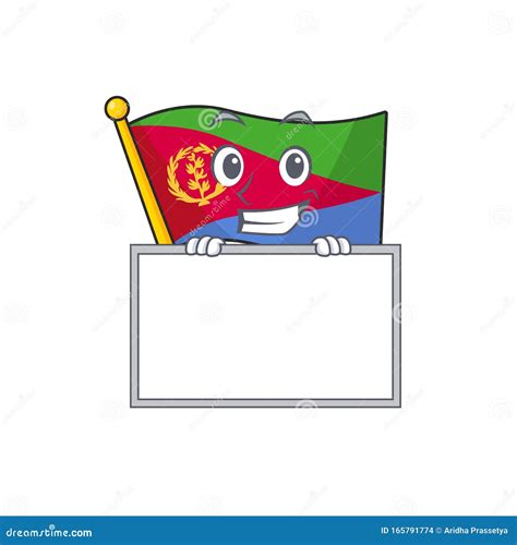 Grinning With Board Flag Eritrea Cartoon Character Style Stock Vector Illustration Of Bring