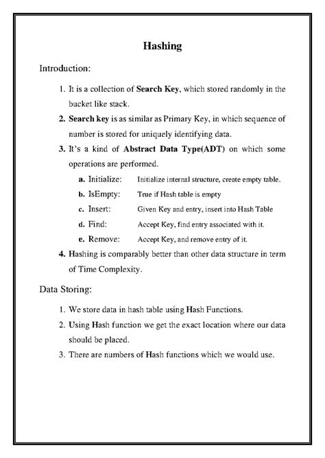 hashing notes hashing introduction it is a collection of search key