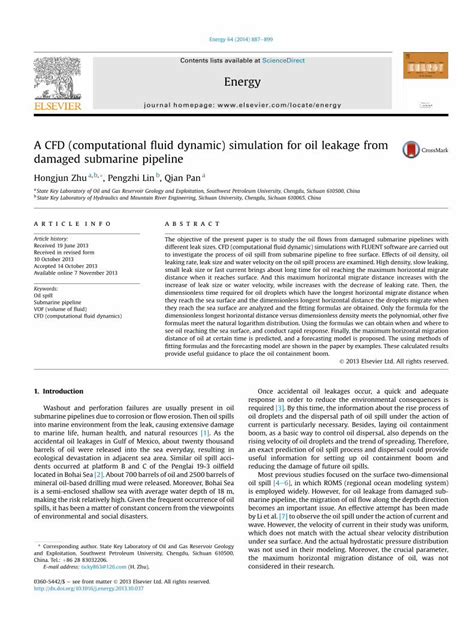 pdf a cfd computational fluid dynamic simulation for oil leakage from
