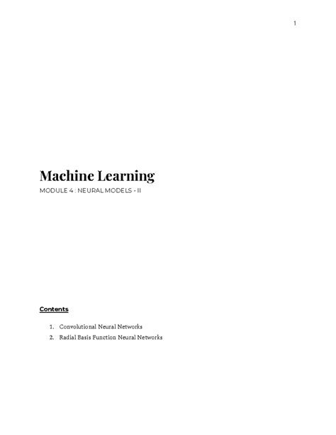 Machine Learning 4 Machine Learning Module 4 Neural Models Ii Contents Convolutional