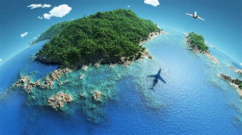 Images Airplane Sea Nature Island Tropics Forests 1920x1080