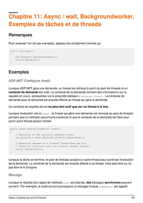 language c async wait backgroundworker exemples de tâches et de threads chapitre 11