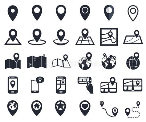 Map Pointer Icons Gps Location Symbol For Navigation Stock Vector Illustration Of Element