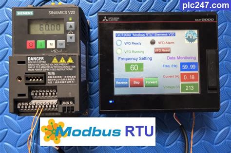 Mitsubishi Hmi Modbus Rtu Siemens V20 Tutorial
