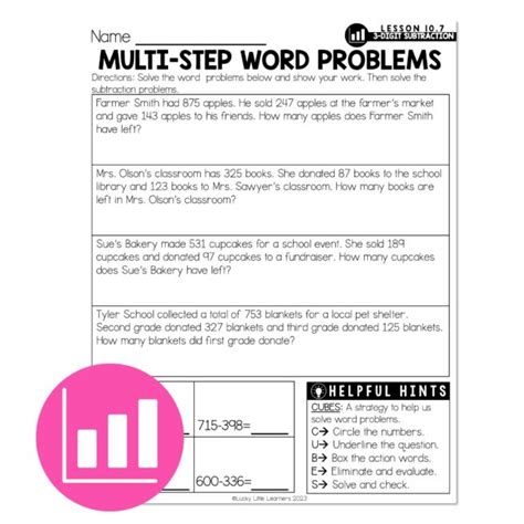 Lucky To Learn Math Lesson 107 3 Digit Subtraction Review Differentiation Multi Step