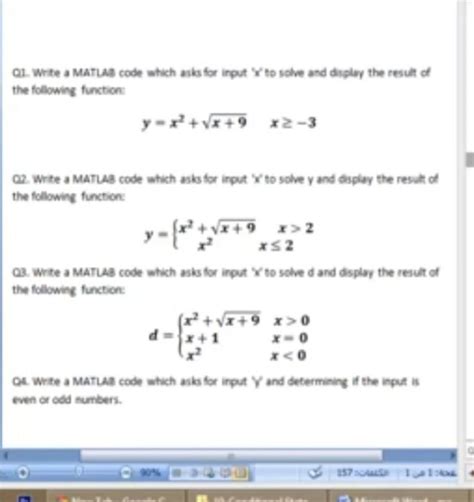 Q1 Write A Matlab Code Which Asks For Input To Solve