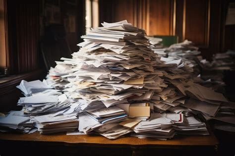 Premium Photo Messy Stack Of Paperwork Old And New