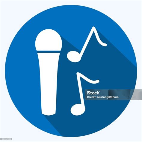 마이크에서 노래하는 아이콘 음악 기호에 적합합니다 긴 그림자 스타일 편집 가능한 간단한 디자인 디자인 템플릿 벡터 간단한 기호 그림 가수에 대한 스톡 벡터 아트 및 기타