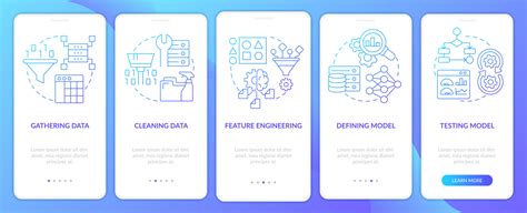 Problem Solving Steps In Ml Blue Gradient Onboarding Mobile App Screen Walkthrough 5 Steps