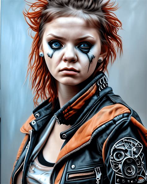 Cute Punk Rock Girl In Mad Max Jacket And Renaissance Cables · Creative Fabrica