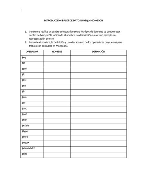 Taller Introducción Bases De Datos Nosql Mongodb Pdf
