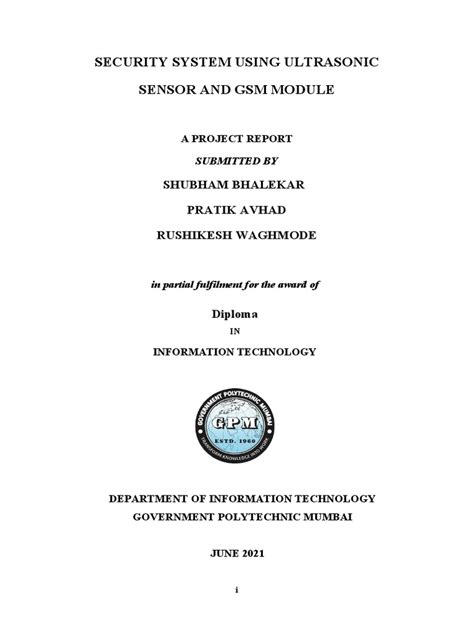 Project Report Pdf Arduino Ultrasound
