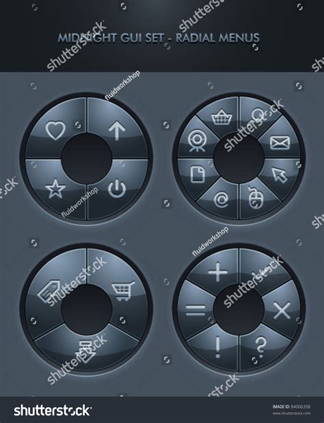 Vector Gui Set Radial Menus Stock Vector Royalty Free 84006358 Shutterstock
