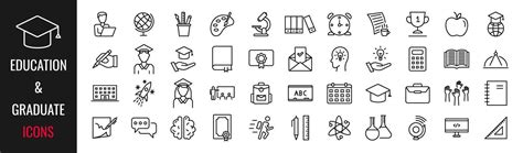 Education Icons Set Graduate Linear Icons Set 26767998 Vector Art At