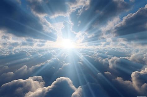 Premium Ai Image A Blue Sky With Clouds And Sun Shining Down On It