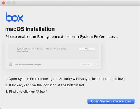 Unable To Enable Box System Extension In System Preferences Box Support