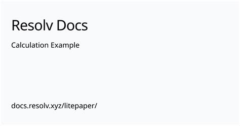 Calculation Example Resolv Docs