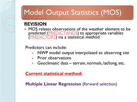 FORMULATION METHODS FOR STATISTICAL APPLICATION IN WEATHER FORECASTING
