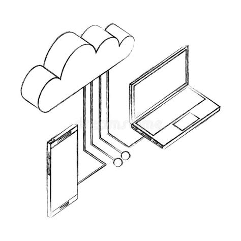 Laptop Smartphone Cloud Computing Connection Network Data Stock