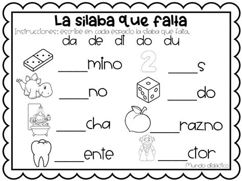 Cuaderno Lectoescritura Completar SÍlabas Imagenes Educativas