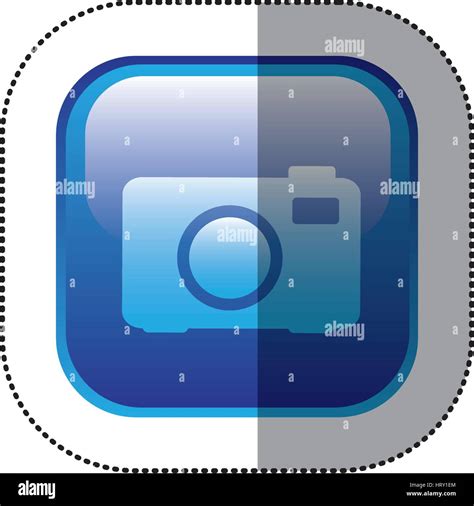 Sticker Blue Square Frame With Analog Camera Icon Stock Vector Image