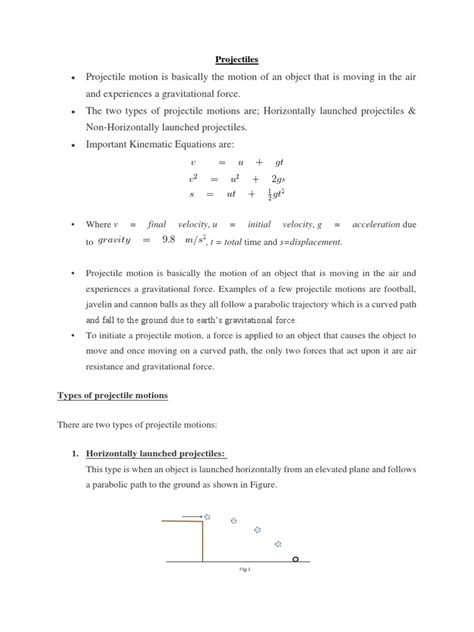 Projectiles Types Of Projectile Motions Pdf Spacetime Physics