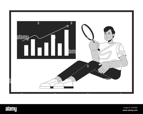 Man Analyzing Business Data Black And White 2d Line Cartoon Character