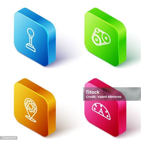 아이소 메트릭 라인 기어 시프터 타이밍 벨트 키트 자동차 서비스 및 속도계 아이콘을 설정합니다 벡터 3차원 형태에 대한 스톡 벡터 아트 및 기타 이미지 Istock