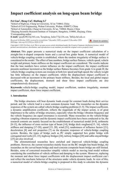 Pdf Impact Coefficient Analysis On Long Span Beam Bridge
