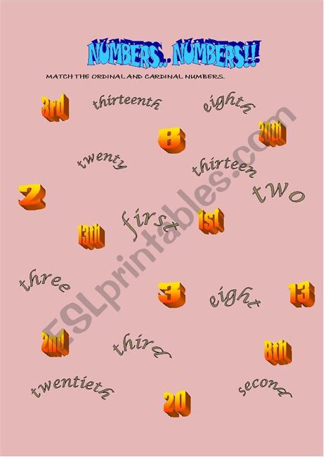 Numbers Esl Worksheet By Liz29