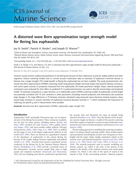 Pdf A Distorted Wave Born Approximation Target Strength Model For