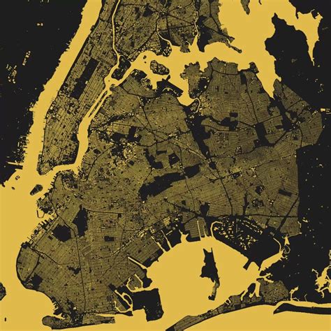 New York City Urban Roadway Map Yellow Canvas Wall Art Urbanmap