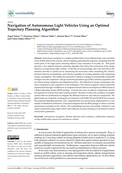 Navigation Of Autonomous Light Vehicles Using An Optimal Trajectory Planning Algorithm Docslib